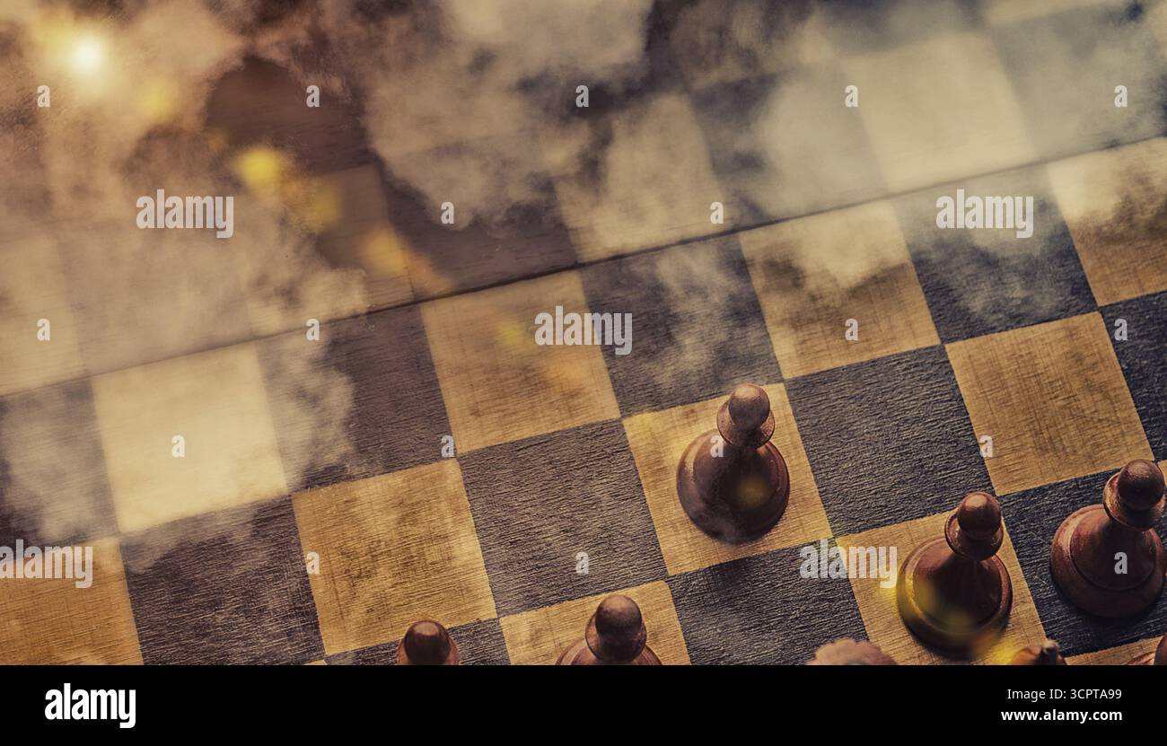Chess pieces on chessboard panorama hi-res stock photography and images ...