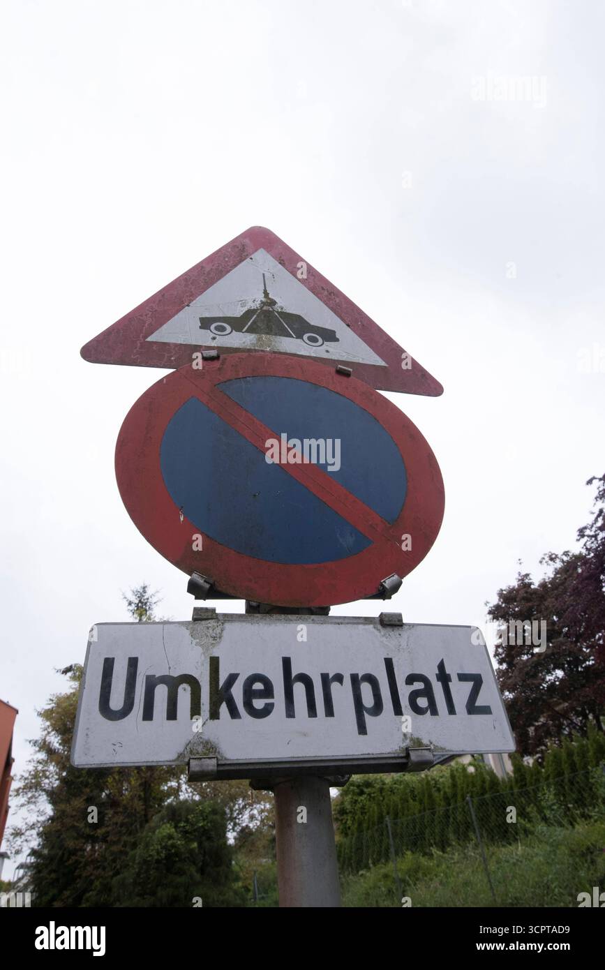 a turn prohibition or no turn traffic sign on the road a turn ...