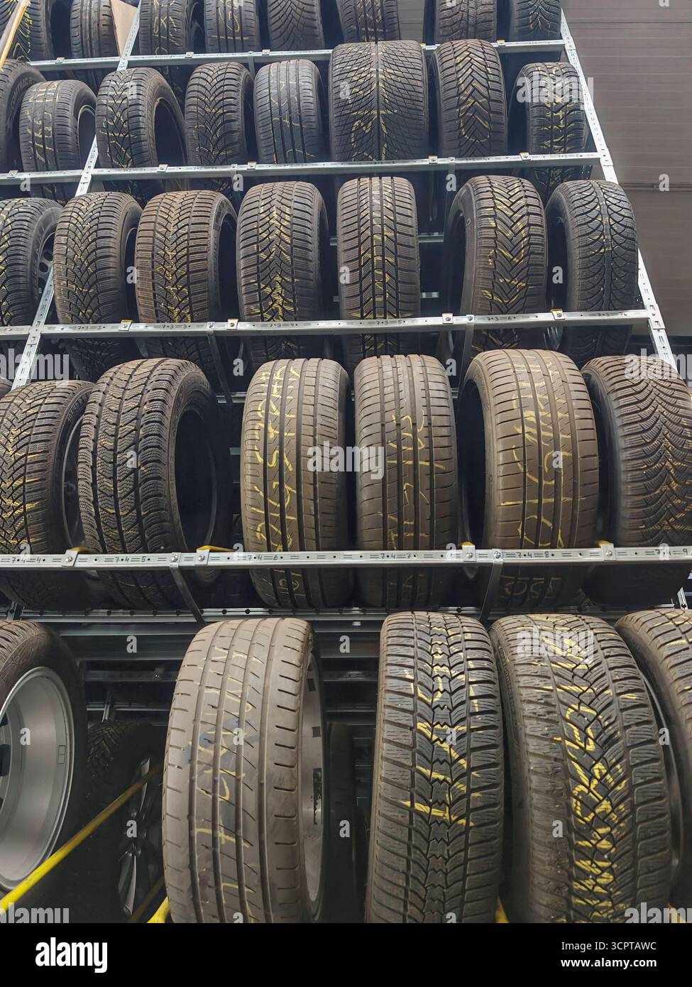 old round car tires in garbage, waste separation and recycling old ...