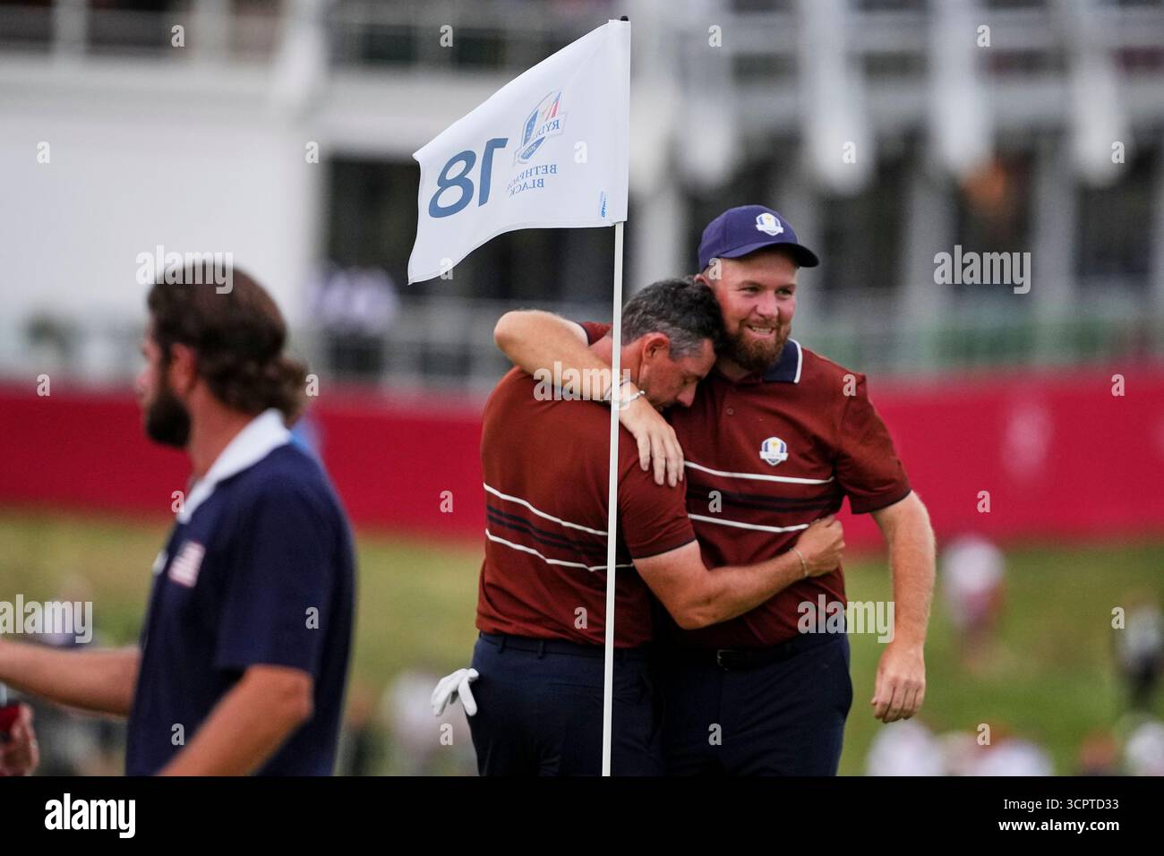 Europe's Shane Lowry and Rory McIlroy react after their match win on ...