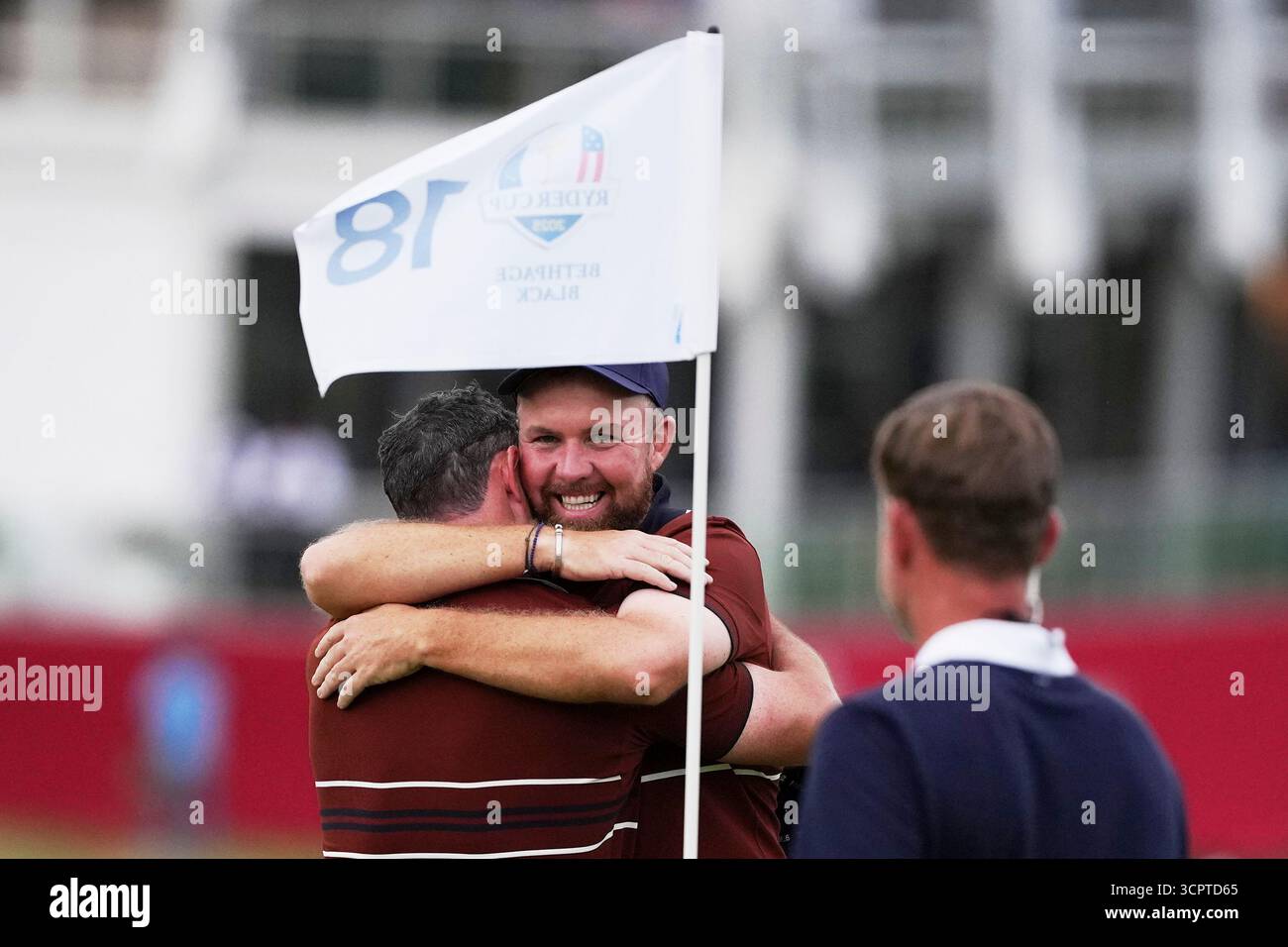 Europe's Shane Lowry and Rory McIlroy react after their match win on ...