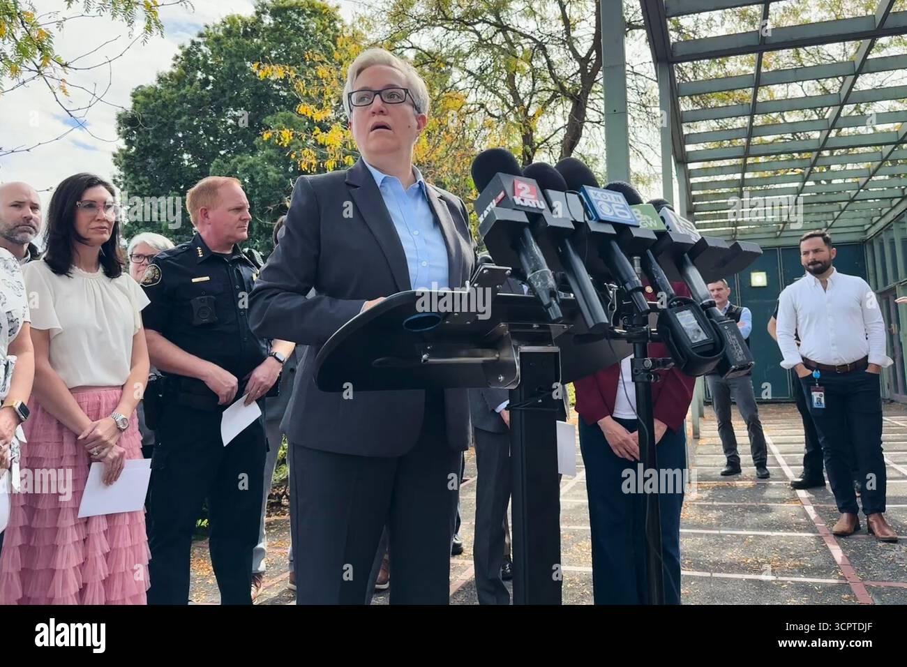 Democratic Oregon Gov. Tina Kotek speaks at a news conference in ...