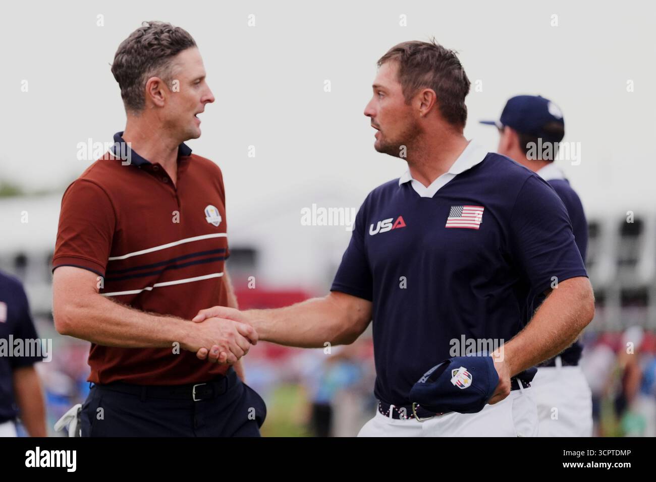 United States' Bryson DeChambeau and Europe's Justin Rose talk after ...