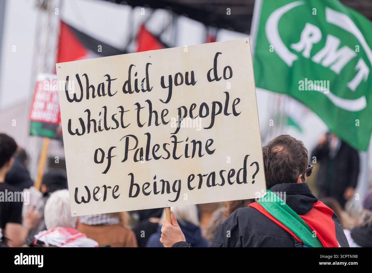 Liverpool, UK. 27 SEP, 2025. Sign reads "What did you do whilst the ...