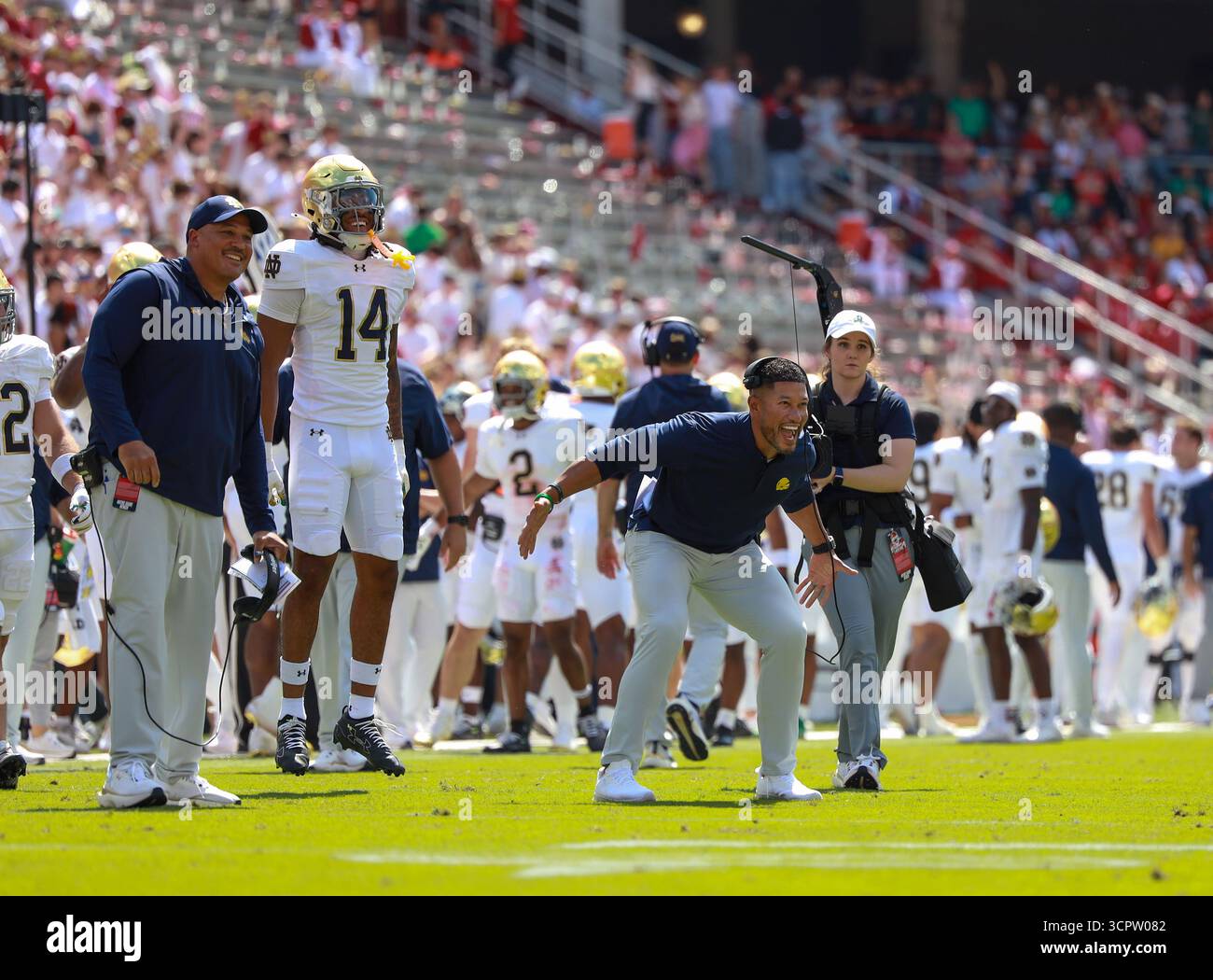 September 27, 2025: Norte Dame Head Coach Marcus Freeman prepares to ...