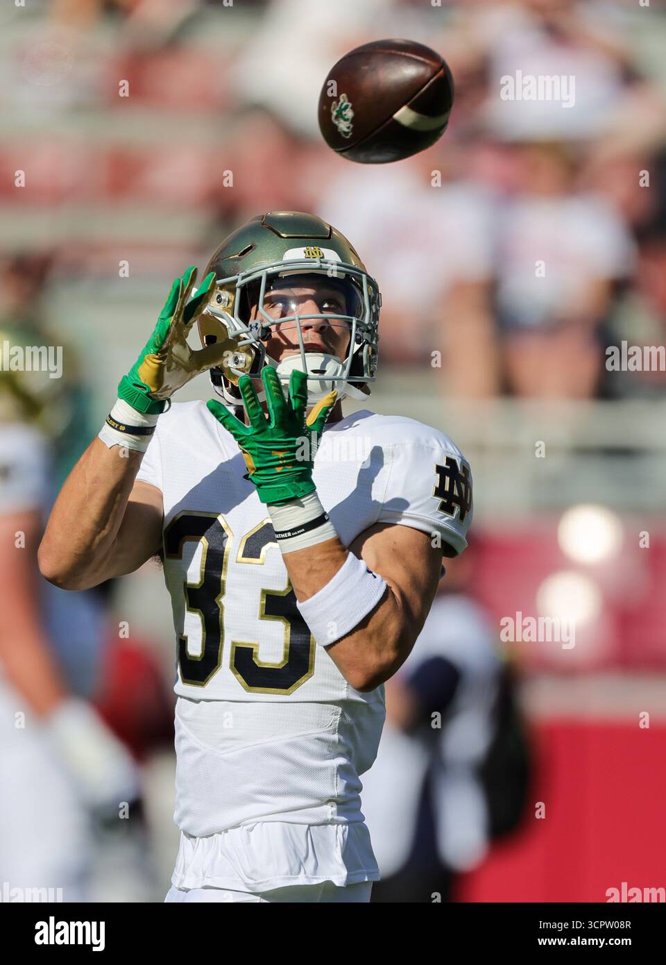 September 27, 2025: Irish receiver Matt Jeffery (33) eyes a ball coming ...