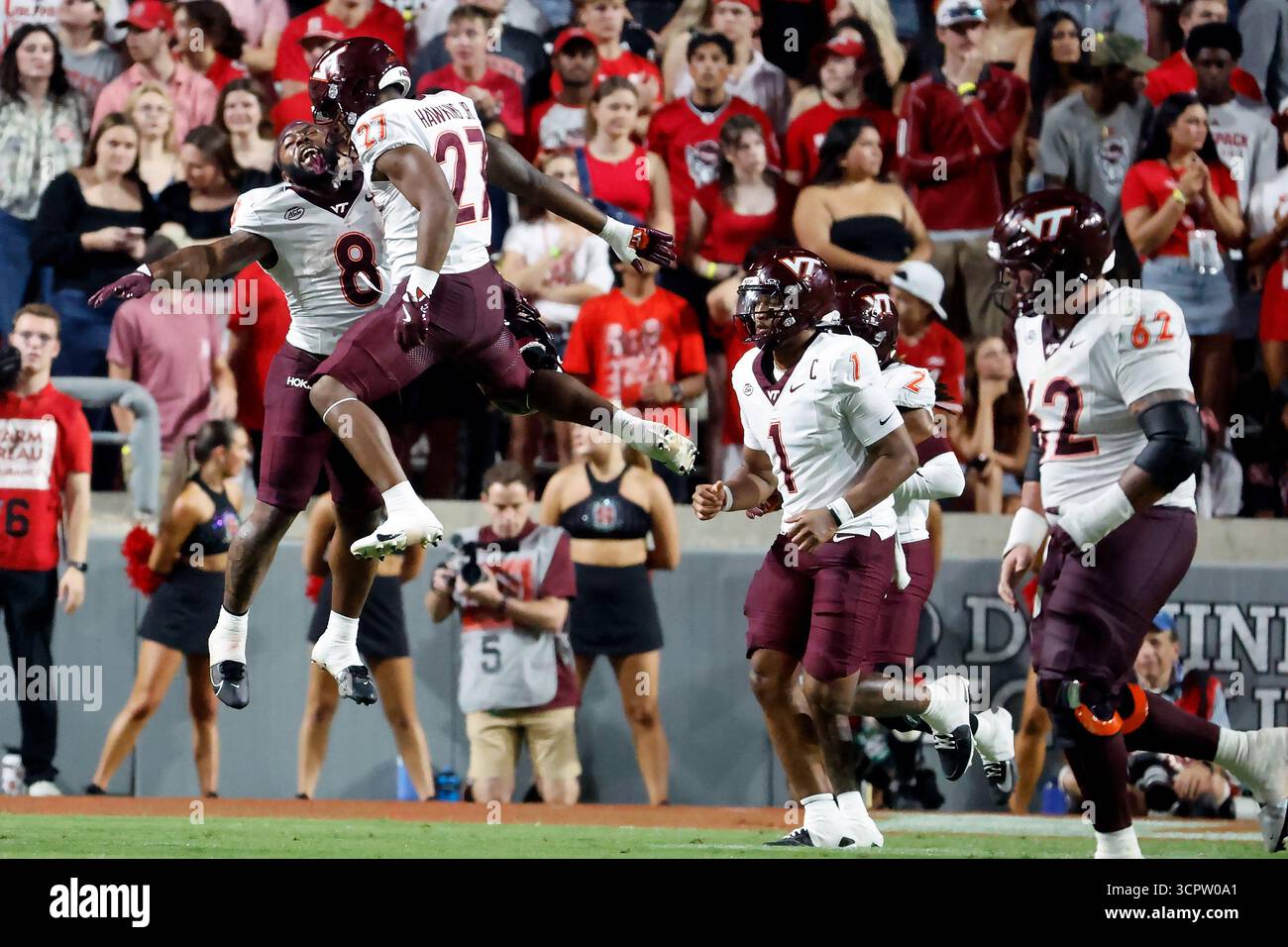 Virginia Tech running back Marcellous Hawkins (27) celebrates his ...