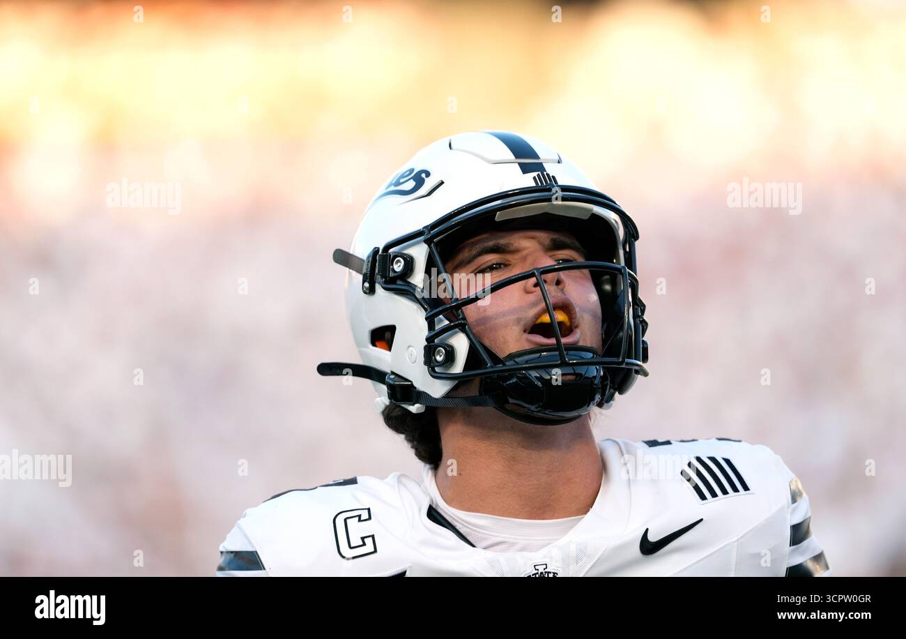 Iowa State quarterback Rocco Becht (3) yells out in celebration of a ...
