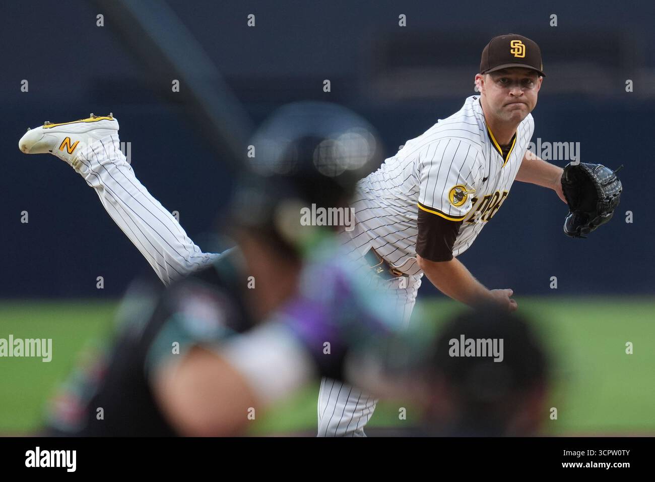 San Diego Padres starting pitcher Michael King works against an Arizona ...