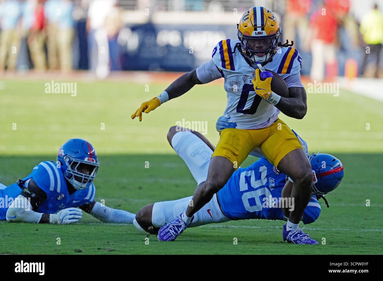 LSU wide receiver Zavion Thomas (0) breaks away from Mississippi ...