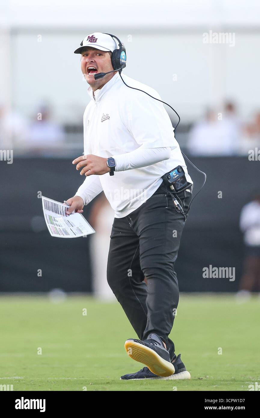 Mississippi State head coach Jeff Lebby reacts to a touchdown during ...