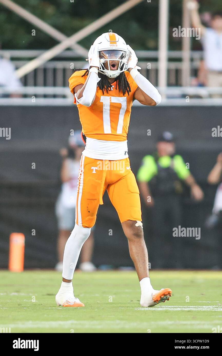 Tennessee wide receiver Chris Brazzell II (17) reacts to a call by ...