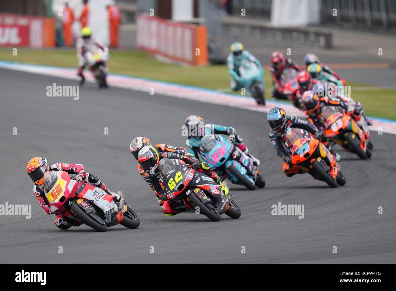 Australian rider Joel Kelso of LEVEL UP - MTA, left, leads the field ...