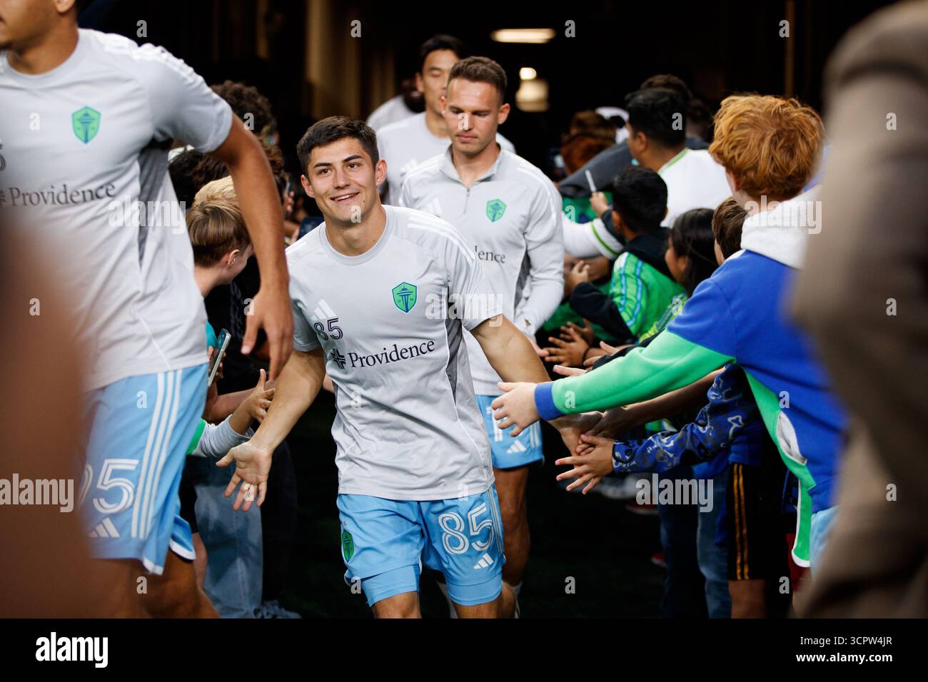 Seattle Sounders FC midfielder Kalani Kossa-Rienzi (85) enters the ...