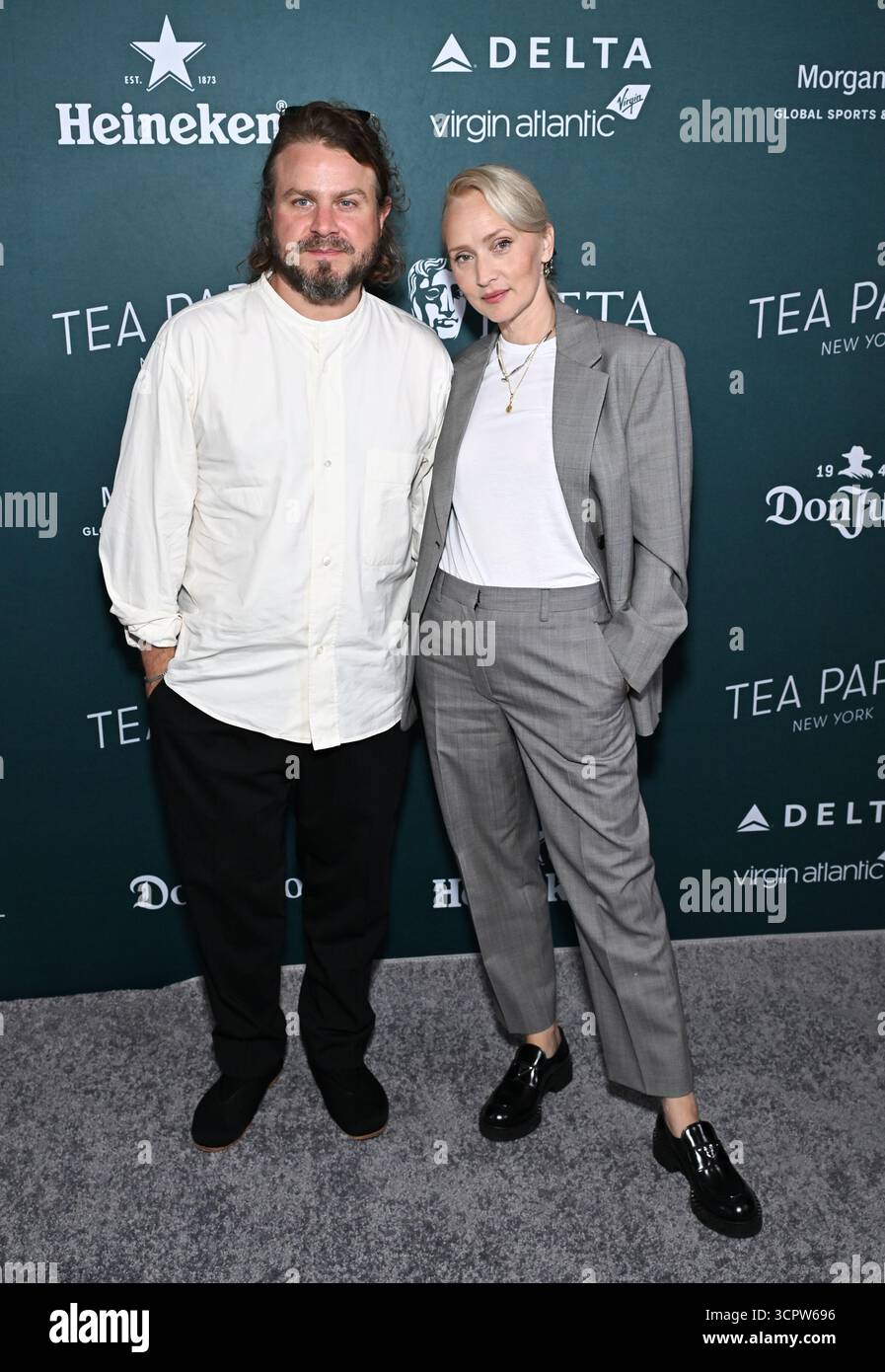 Brady Corbet, left, and Mona Fastvold attend BAFTA North America's New ...