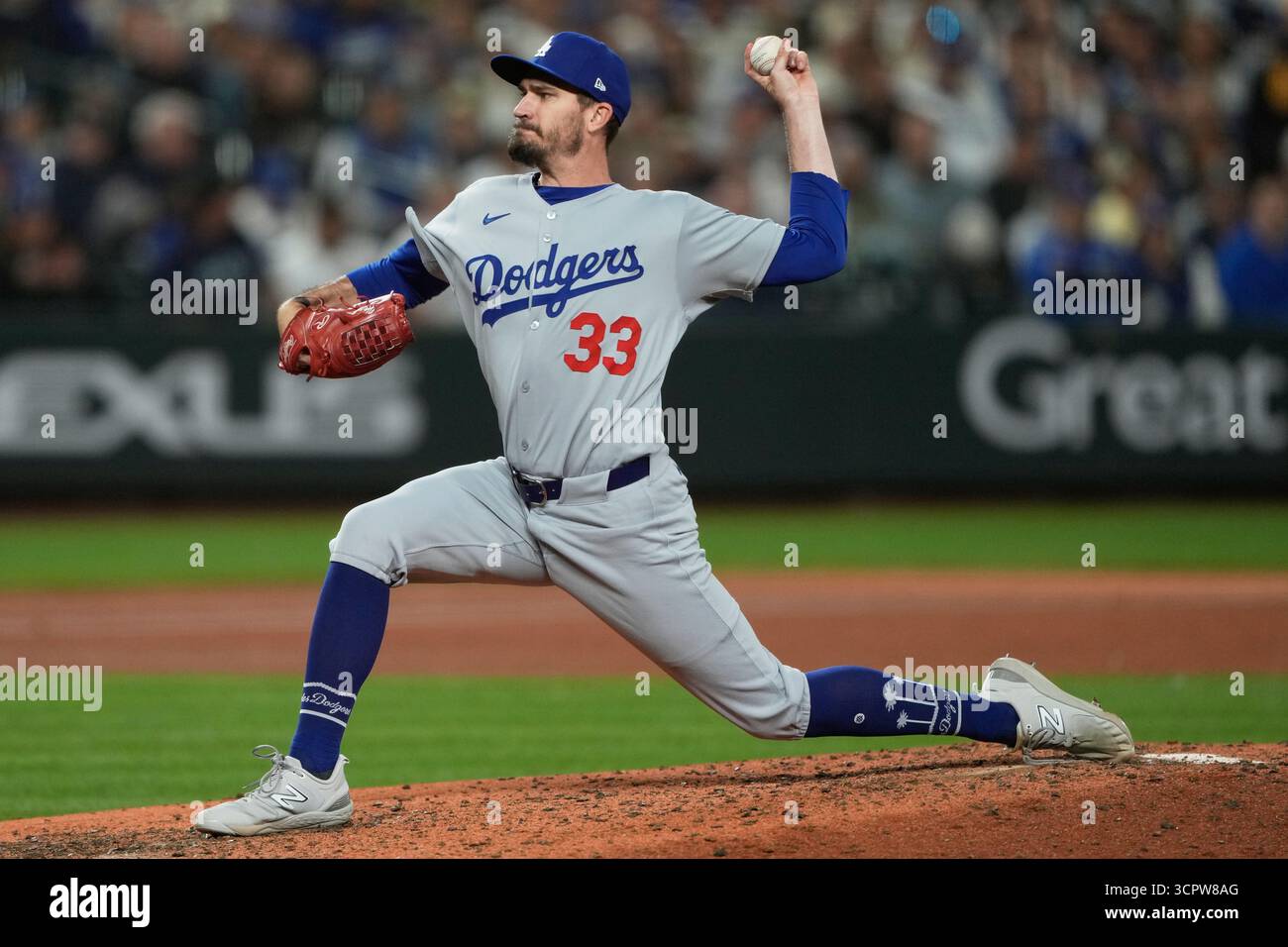 Los Angeles Dodgers relief pitcher Andrew Heaney throws during the ...