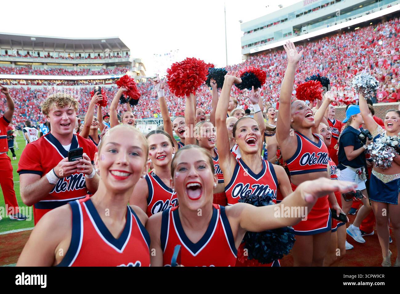 OXFORD, MS - SEPTEMBER 27: Ole Miss Rebels cheerleaders celebrate after ...