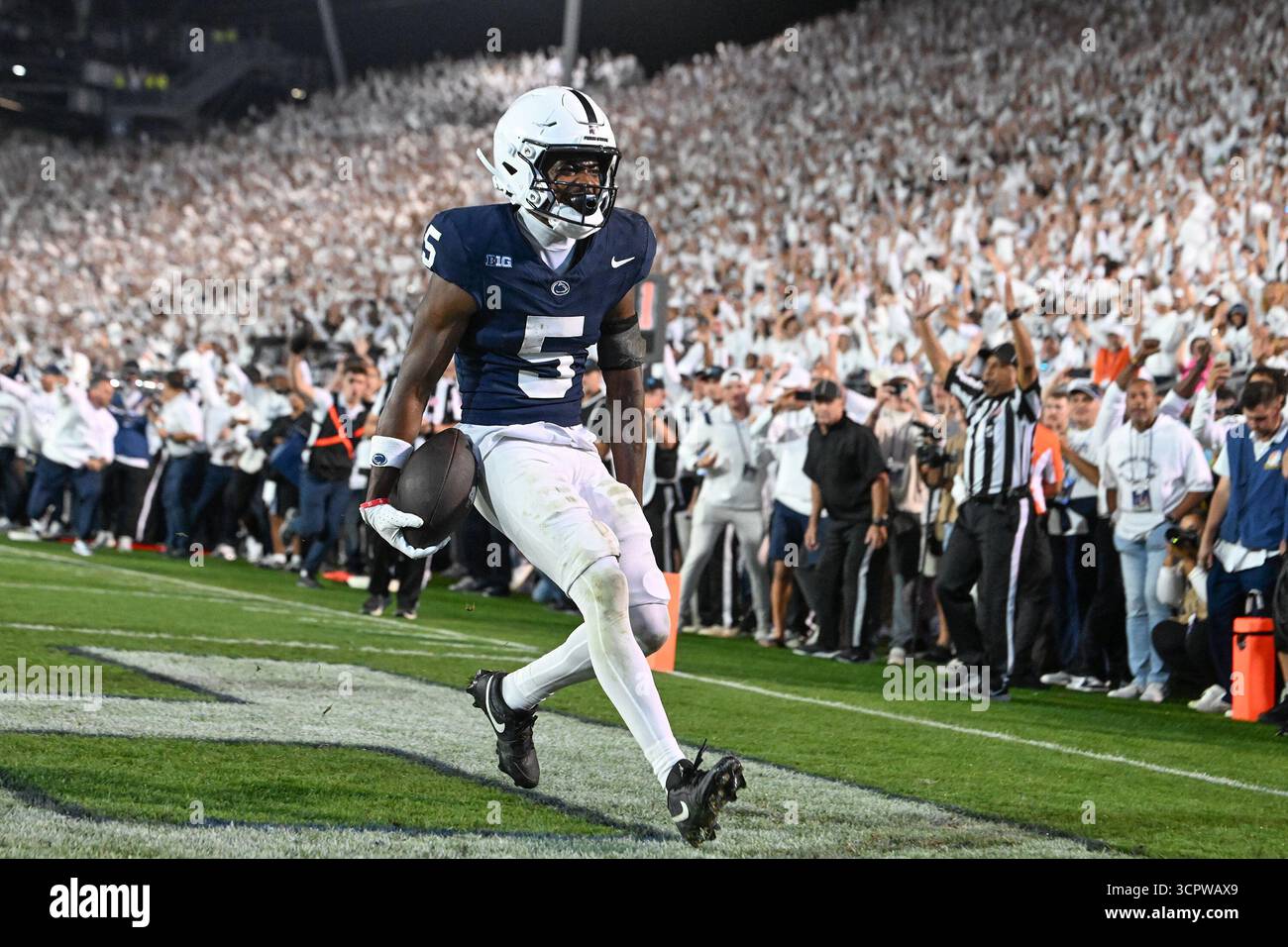 Penn State wide receiver Devonte Ross (5) celebrates a touchdown ...
