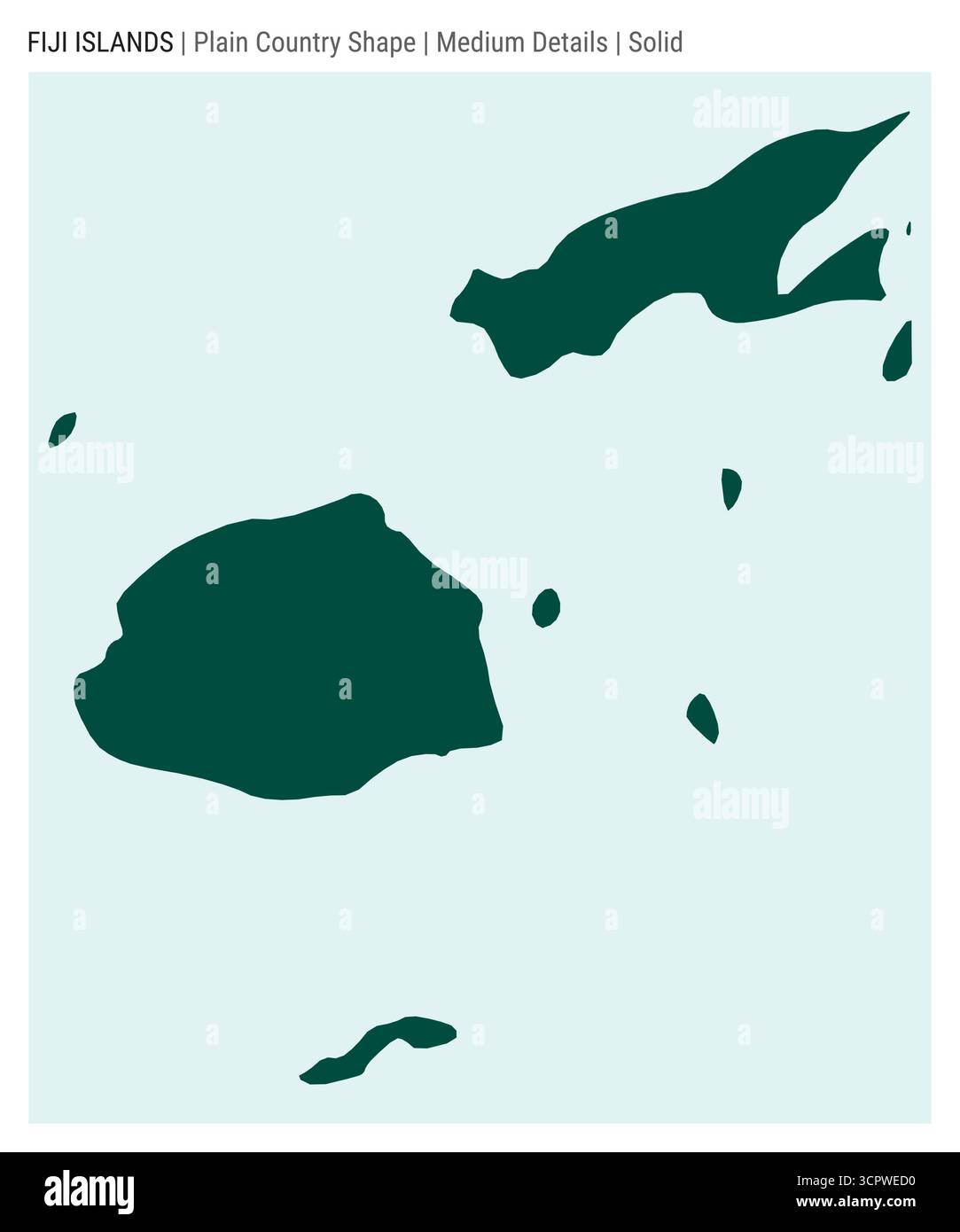Fiji plain country map. Medium details. Solid style. Shape of Fiji ...