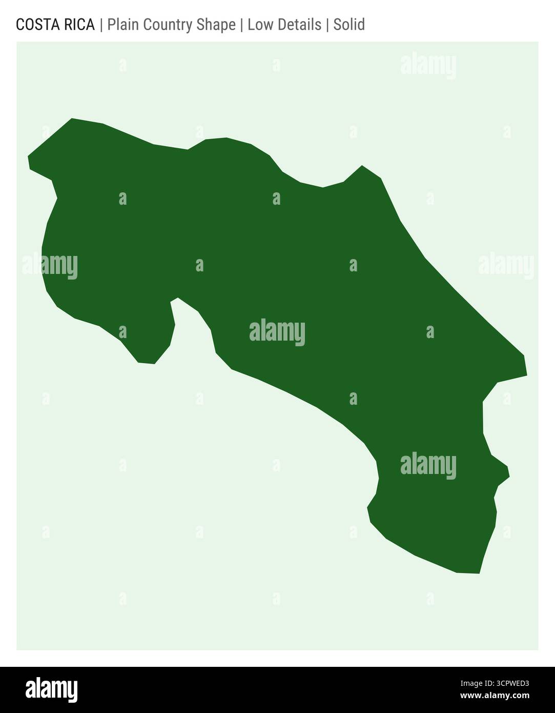 Costa Rica plain country map. Low details. Solid style. Shape of Costa ...
