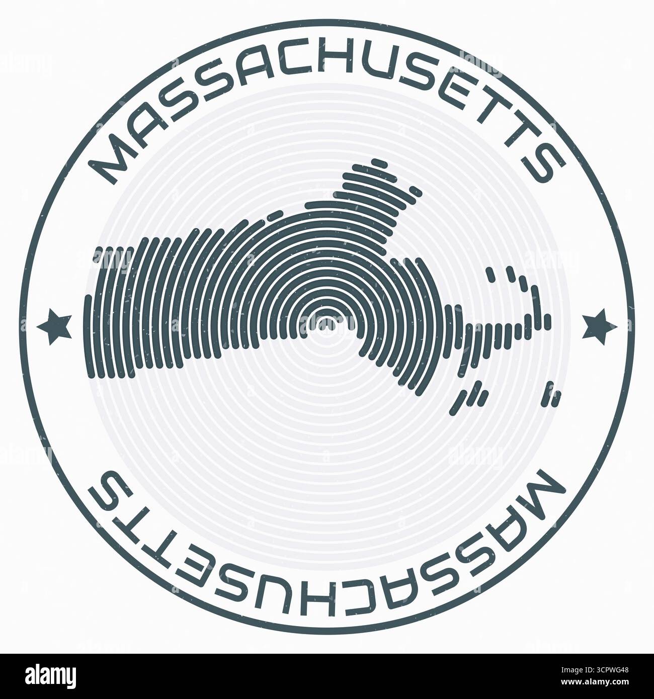 Massachusetts map with round title. State shape rings. Massachusetts ...