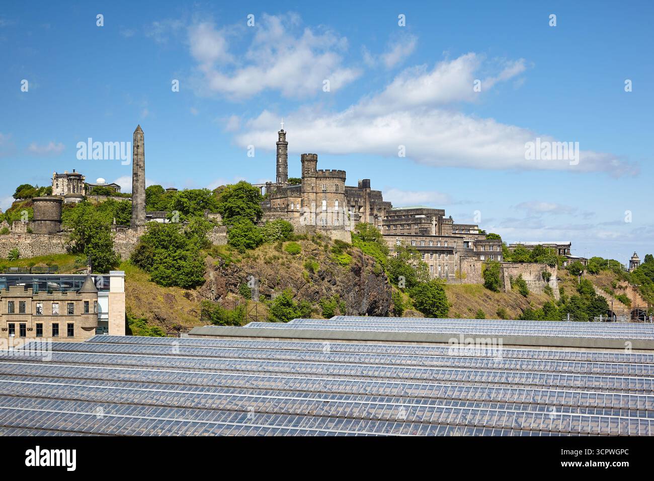 A Calton hill with its famous historical monuments as seen from the ...