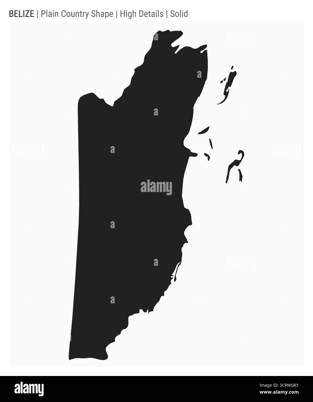 Belize plain country map. High details. Solid style. Shape of Belize ...
