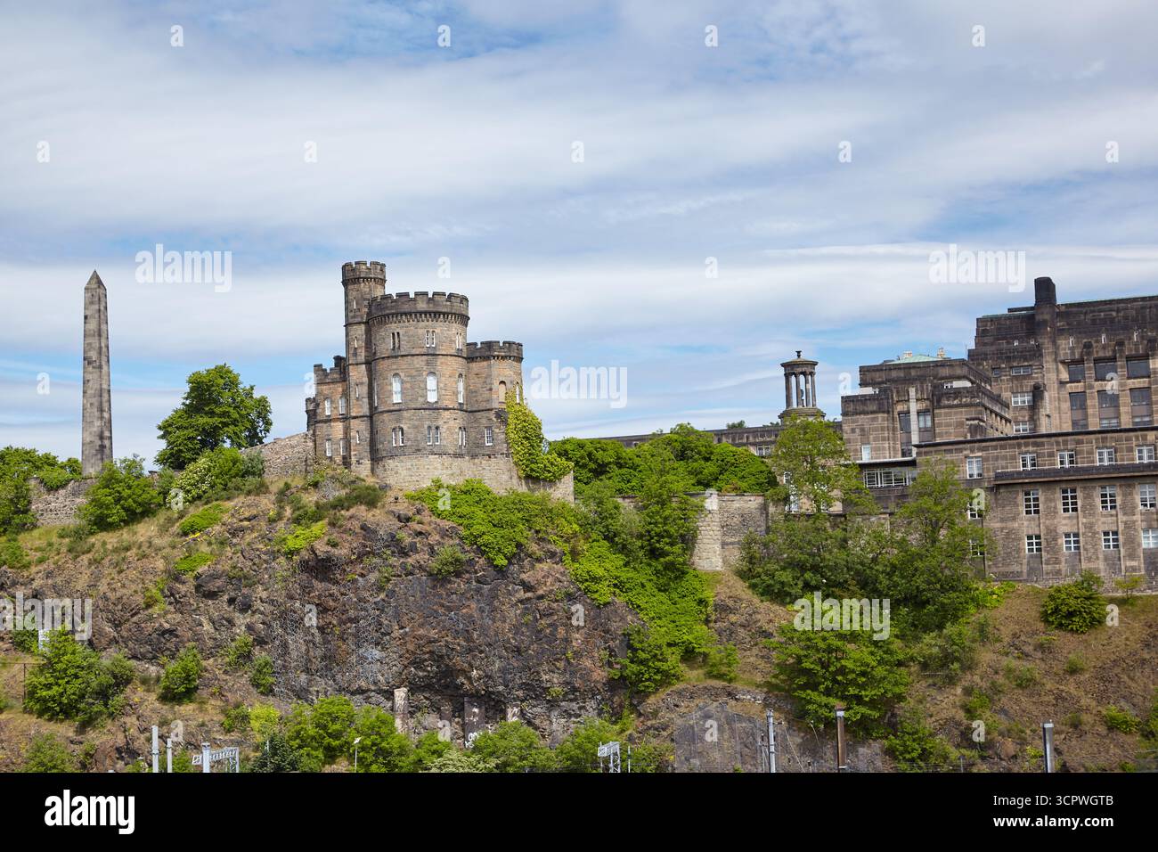 The view of turreted Governor's House, the remains of Calton Jail, once ...