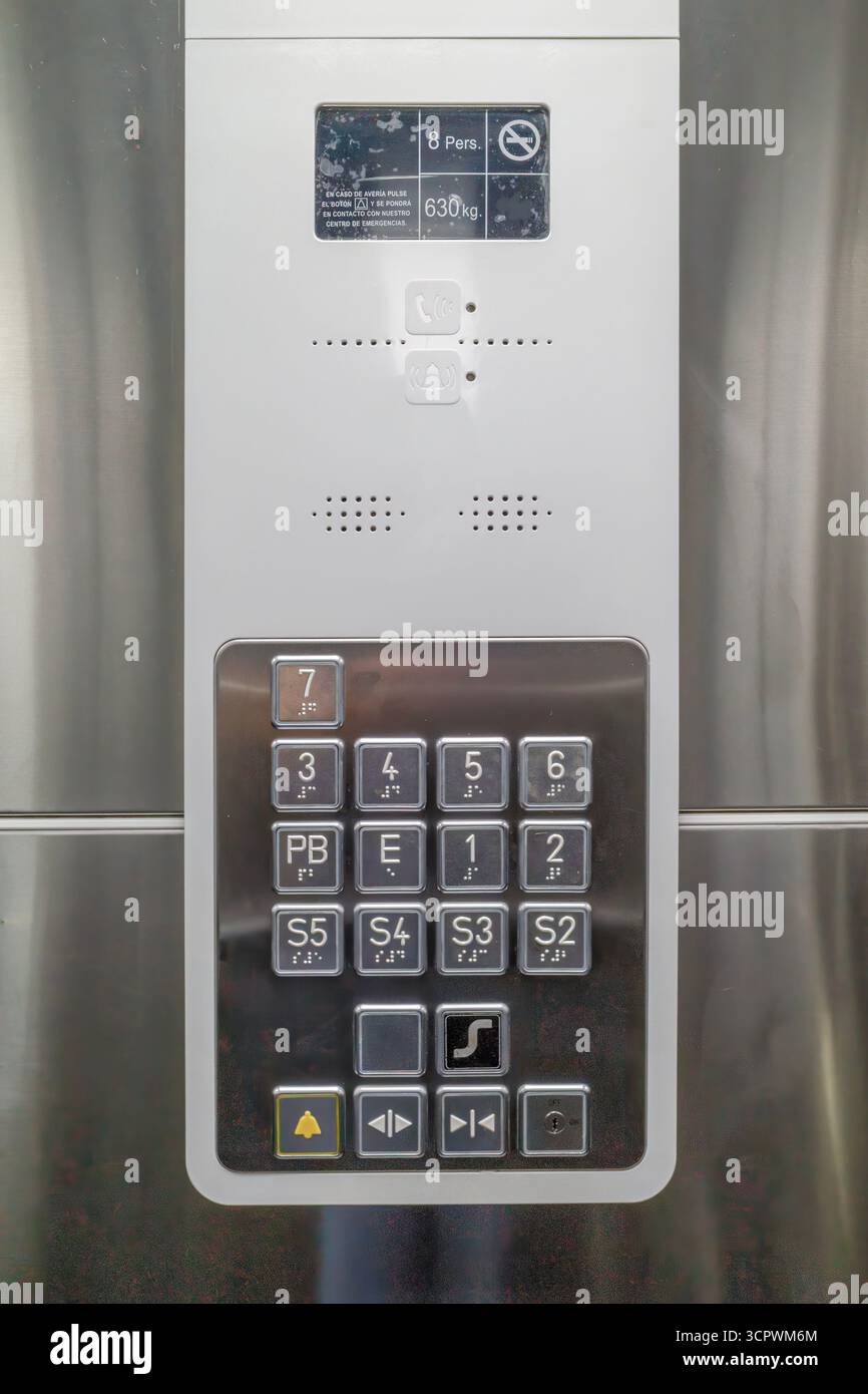 Elevator Control Panel With Braille Buttons And Floor Numbers For ...
