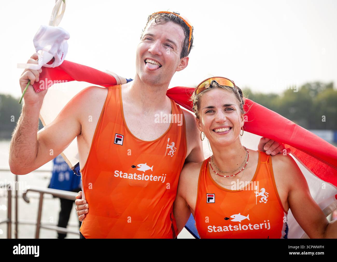 SHANGHAI - Roos de Jong and Melvin Twellaar in action during the mixed ...
