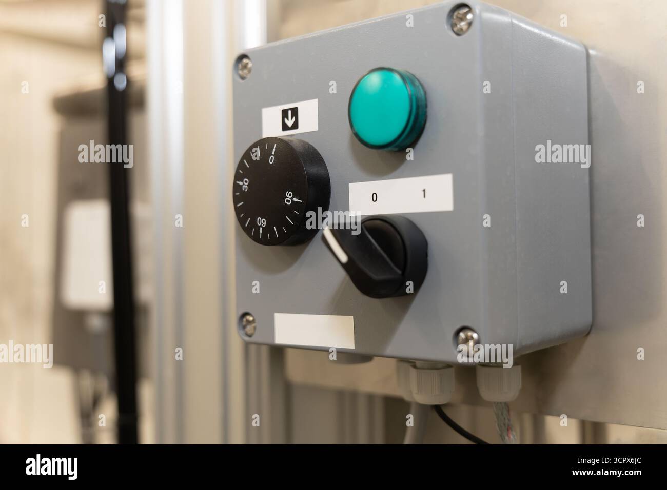 electric panel box with speed control, green light and rotary switch ...