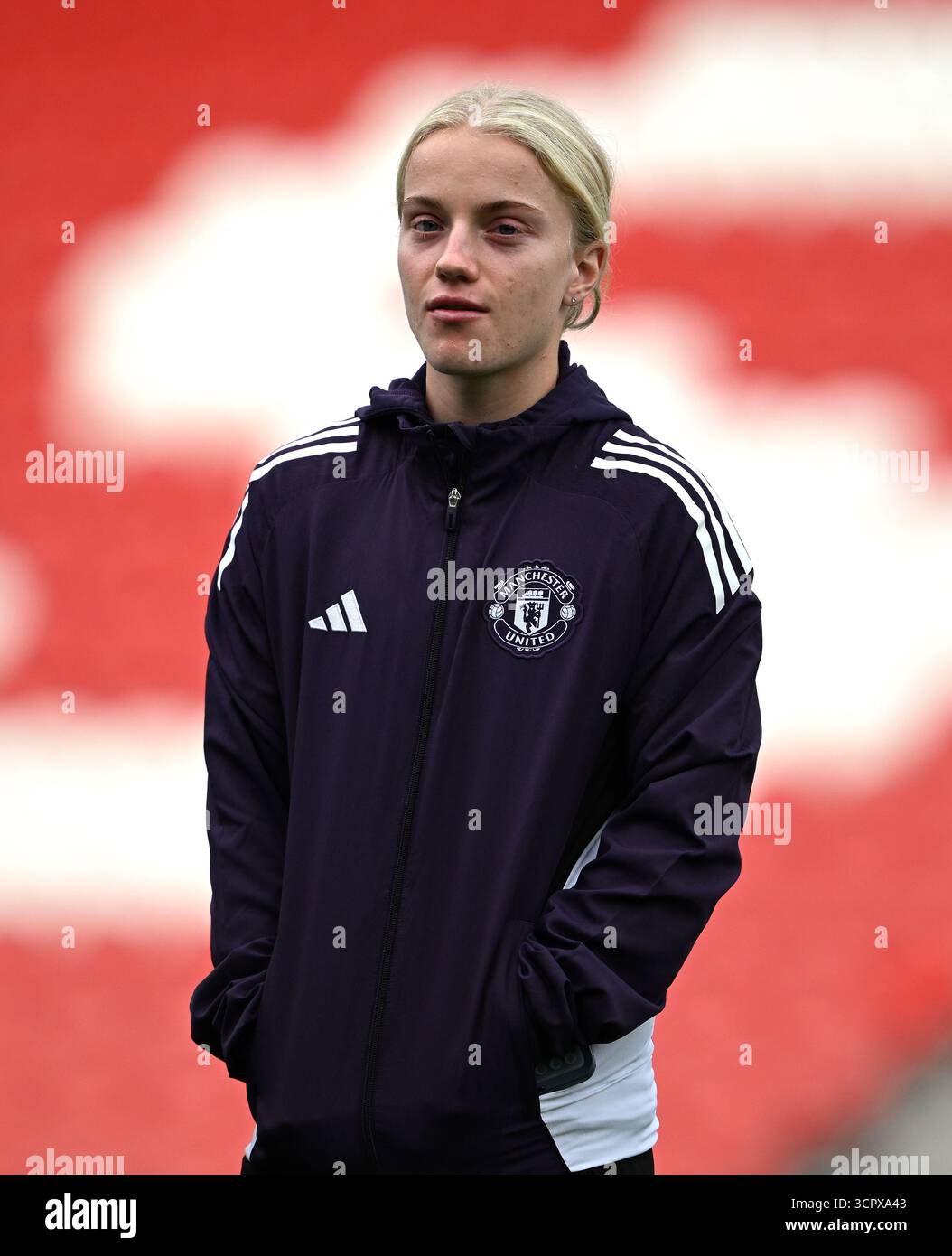 Manchester United's Anna Sandberg inspects the pitch before the ...