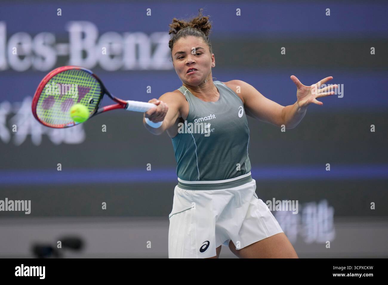 Jasmine Paolini of Italy plays a forehand return to Sofia Kenin of the ...