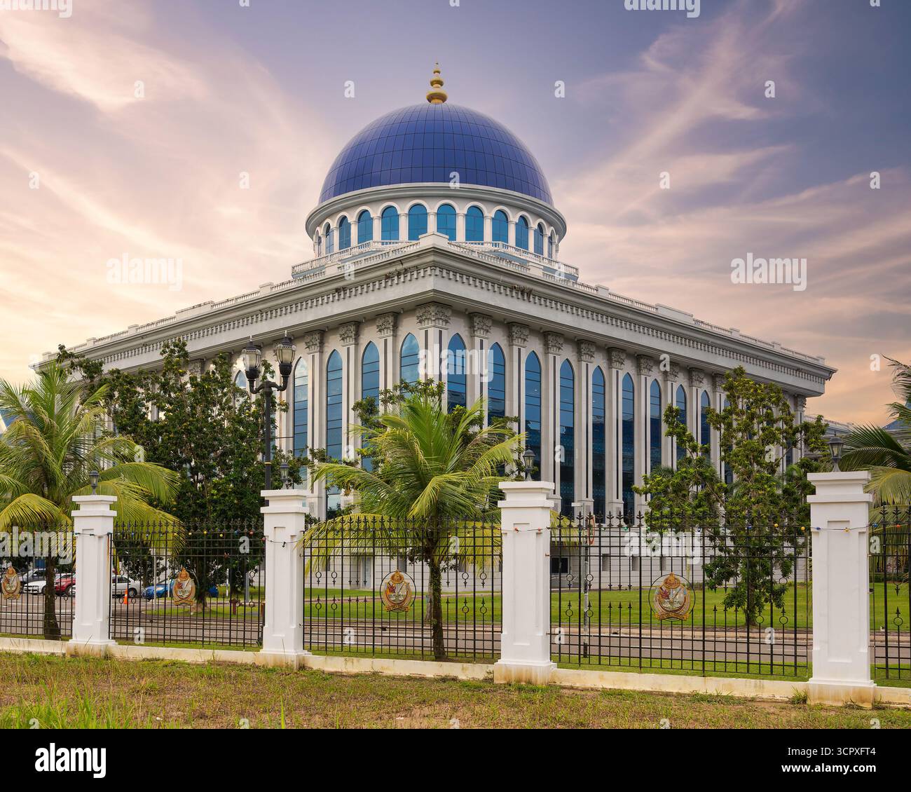 Grand State Legislative Council building with a prominent blue dome ...