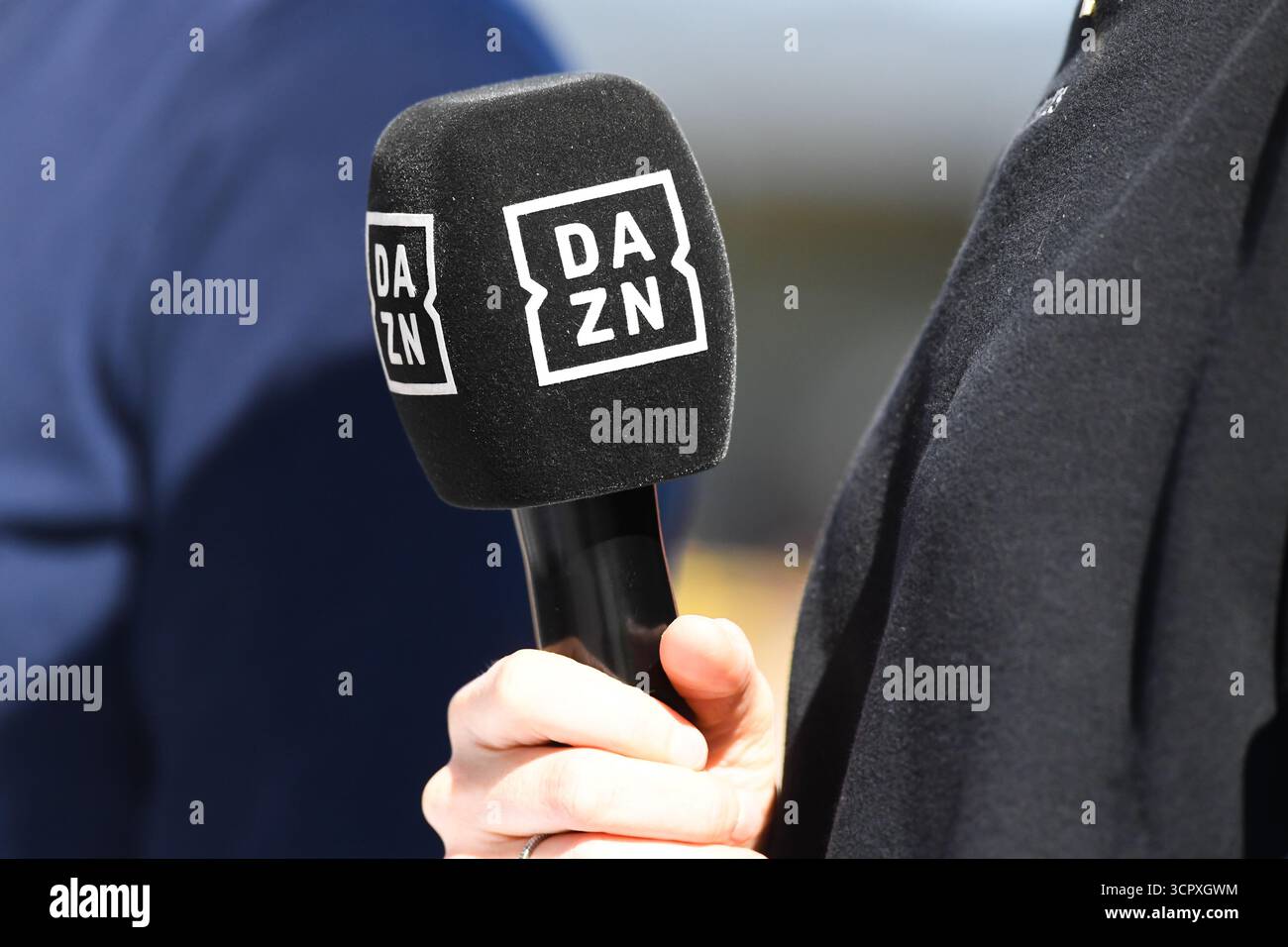 Sint Truiden, Belgium. 28th Sep, 2025. DAZN microphone pictured before ...