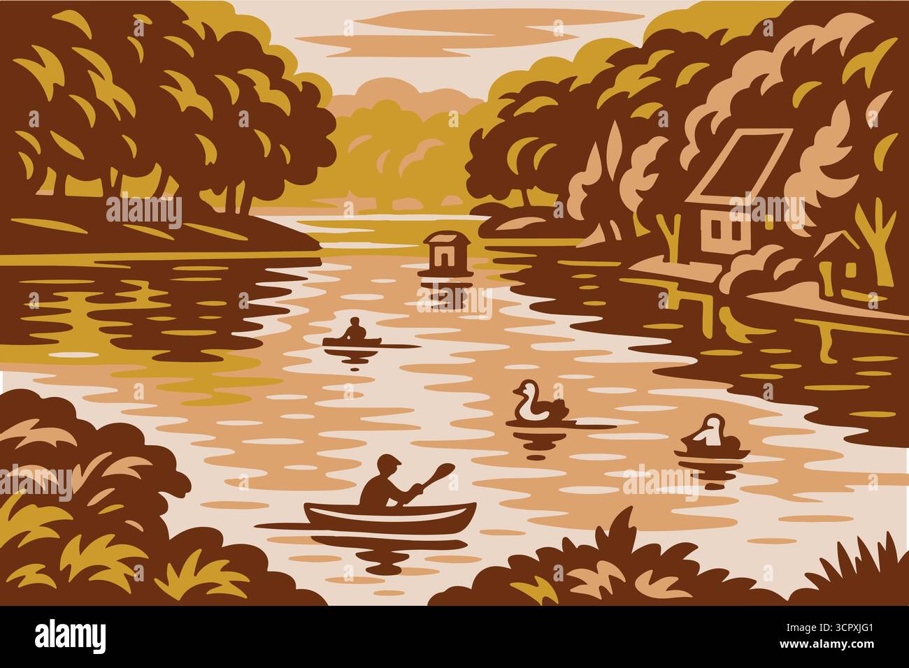 Beautiful park lake lush Stock Vector Images - Alamy