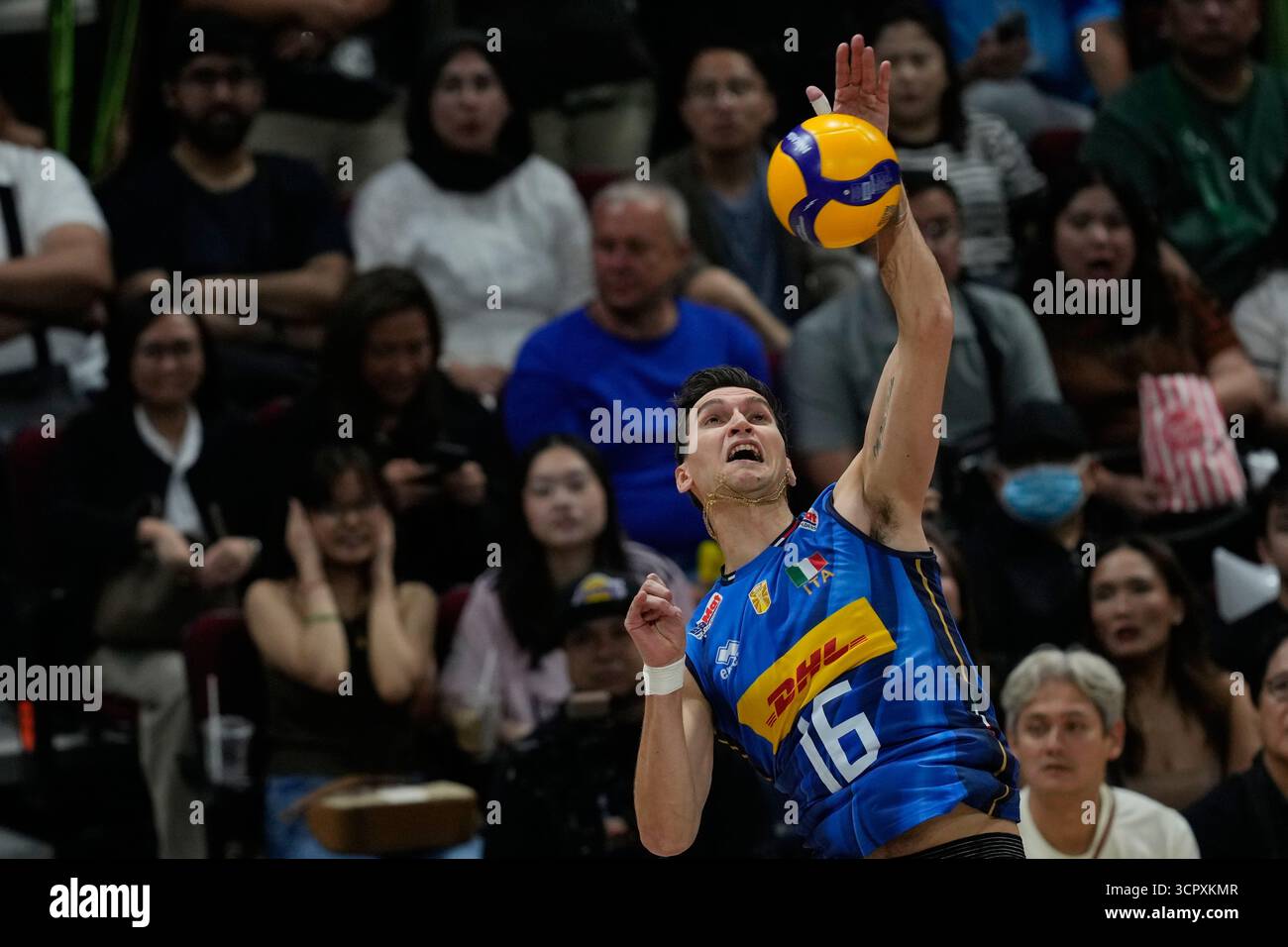 Yuri Romano of Italy spikes during the final match between Italy and ...