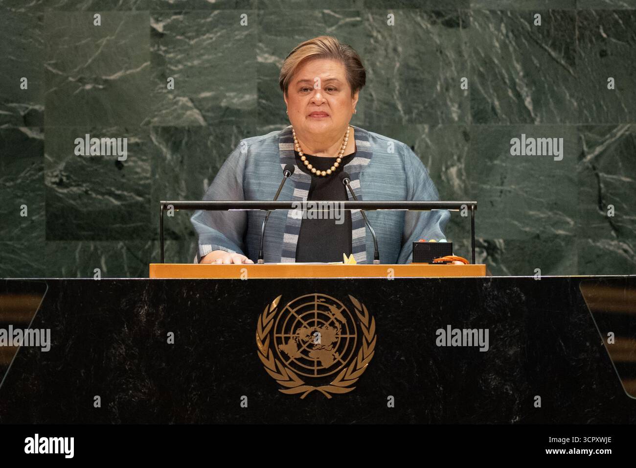 New York, New York, USA. 27th Sep, 2025. Ma.Theresa Lazaro Secretary ...