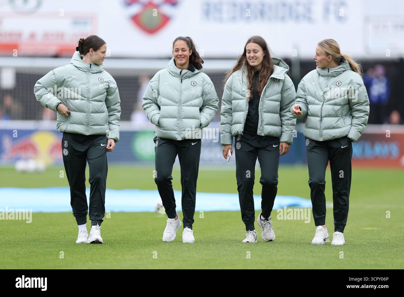 Chelsea Women players walking on the pitch ahead of the match between ...