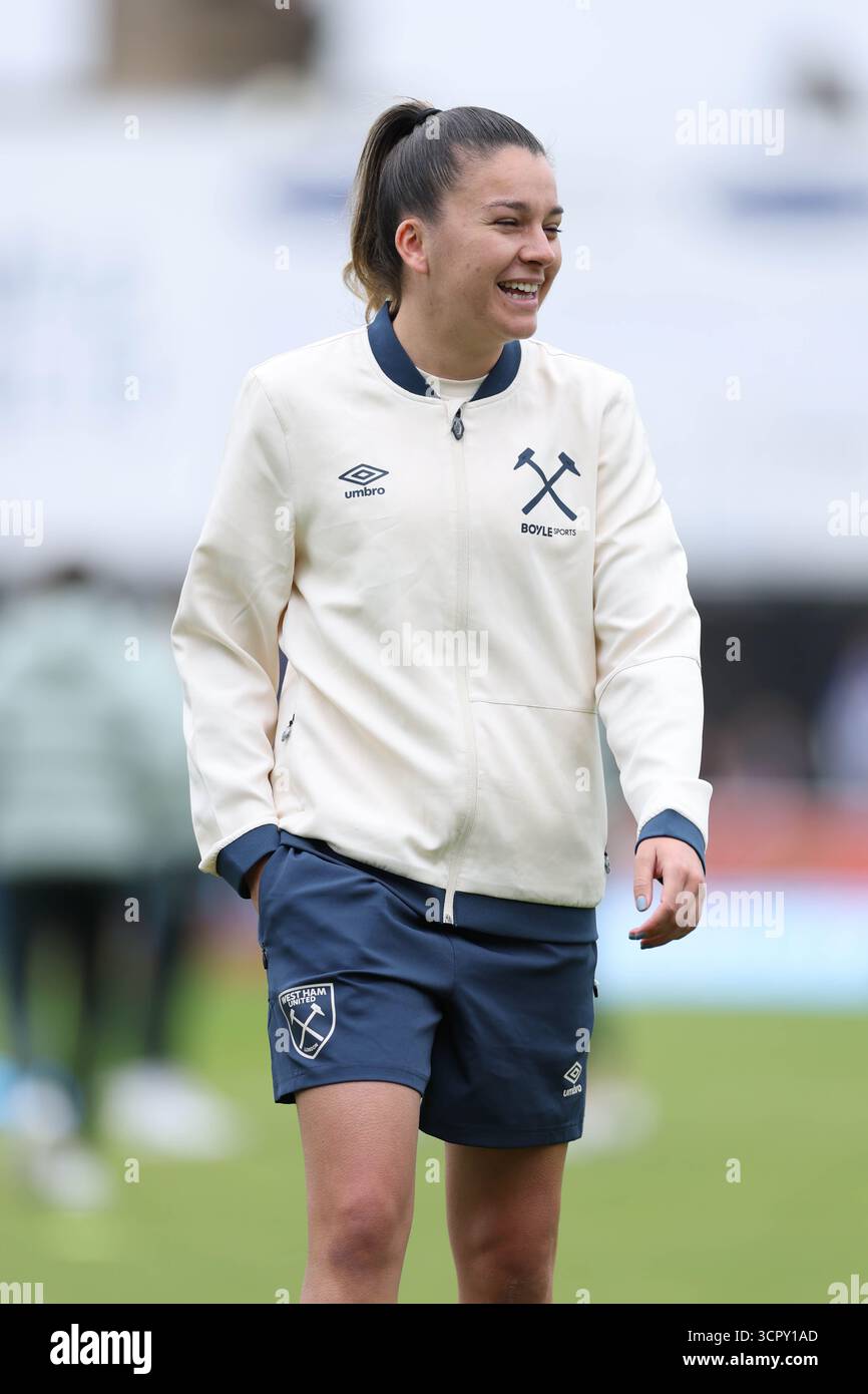 Ffion Morgan, of West Ham United Women, on the pitch for the match ...