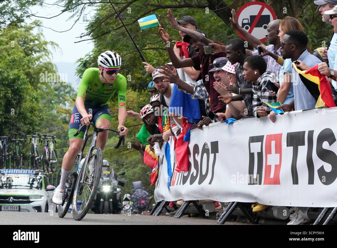Slovenia's Tadej Pogacar leads the men's Elite road race, at the road ...