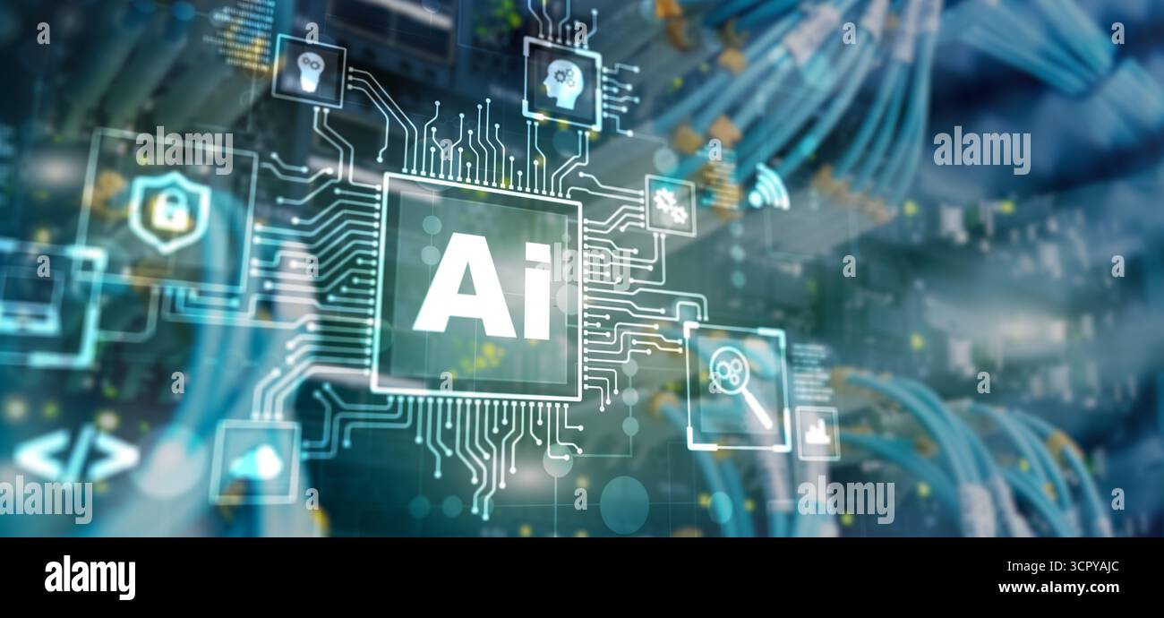 Artificial Intelligence Processor Concept. Abstract server background ...