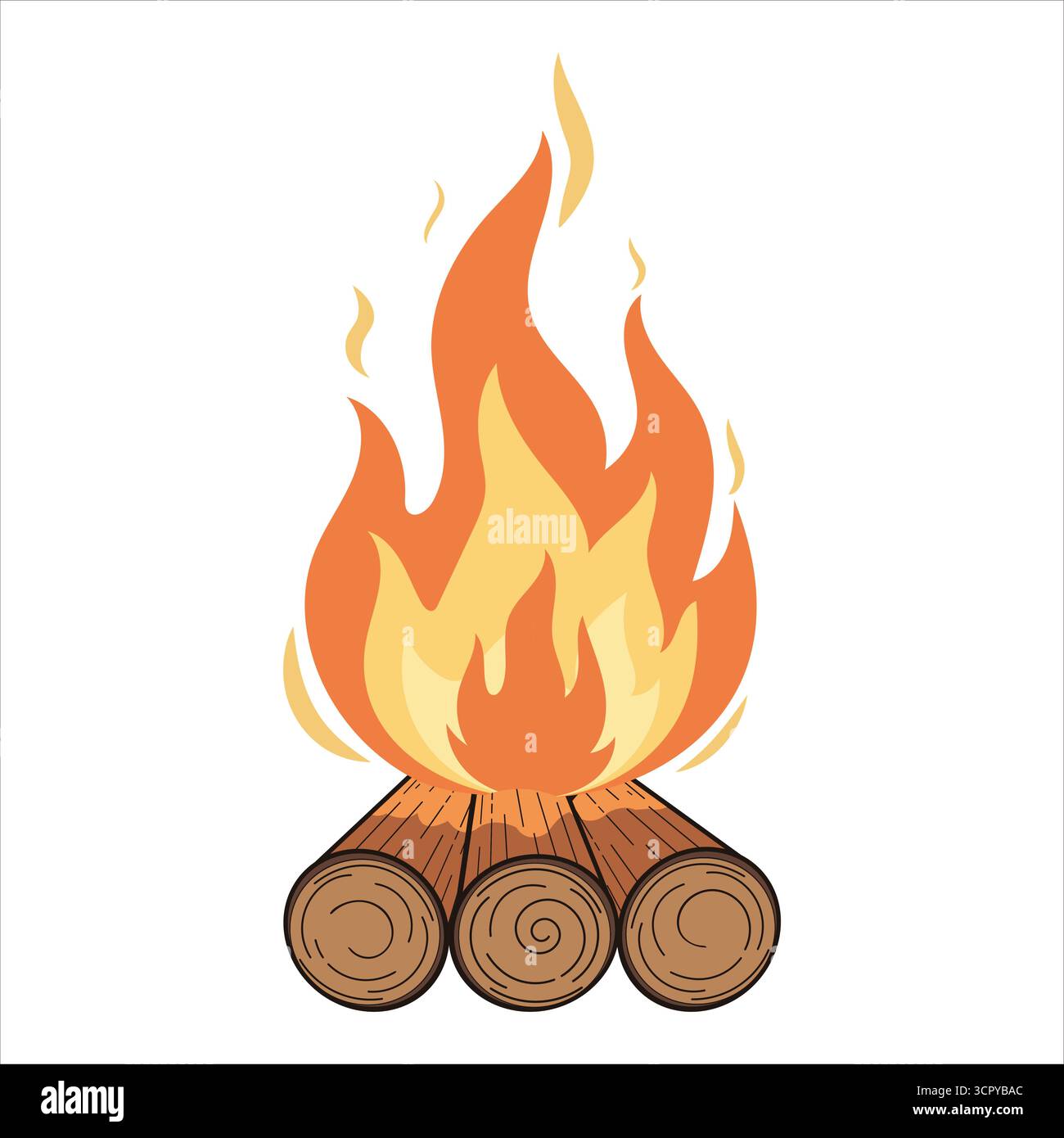 Burning Campfire with Wooden Logs Cartoon Style Stock Vector Image ...