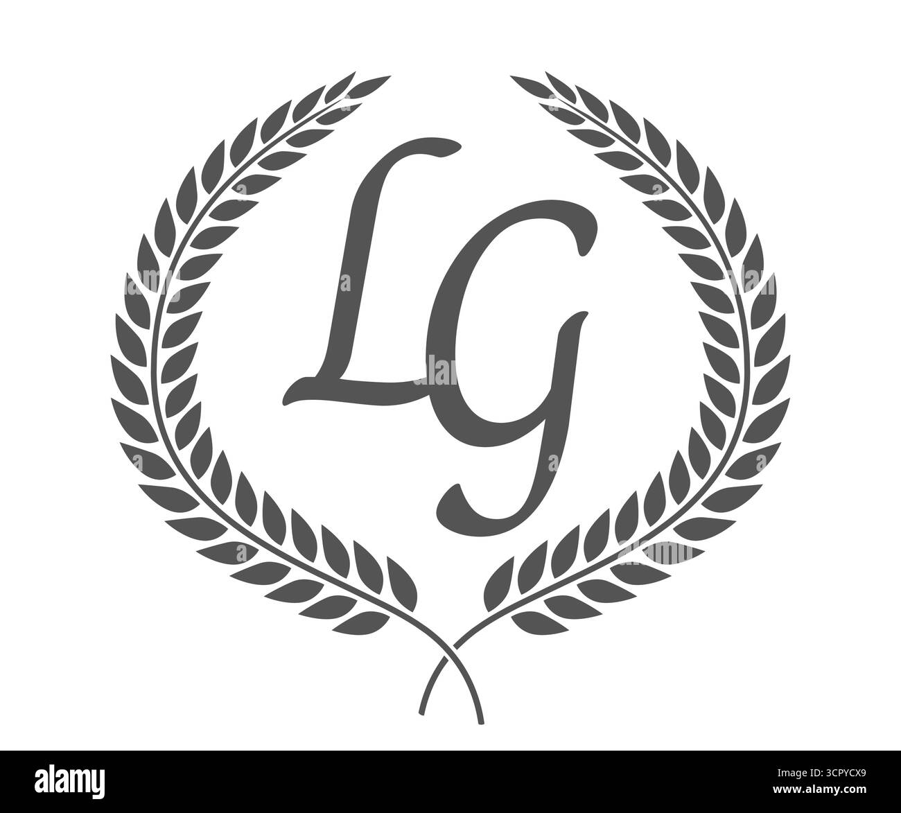 Initial letter L and G, LG monogram logo design with laurel wreath ...