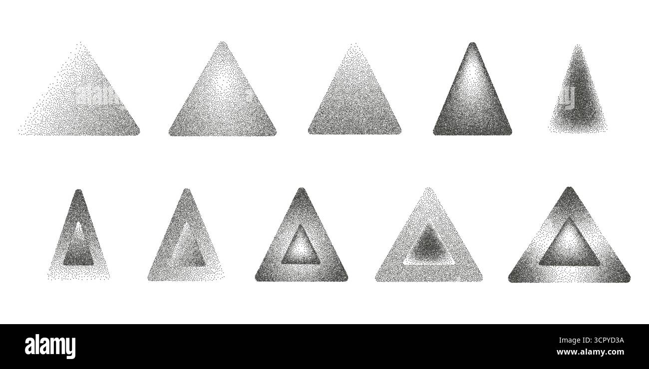 Abstract triangles with photocopy grain texture. Vintage halftone ...