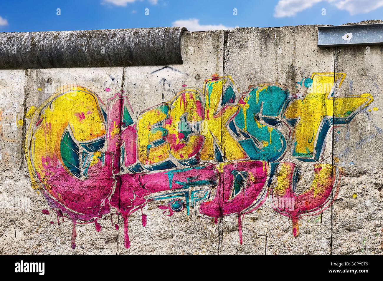 Germany - September 27, 2025: PHOTOMONTAGE, graffiti with the words ...