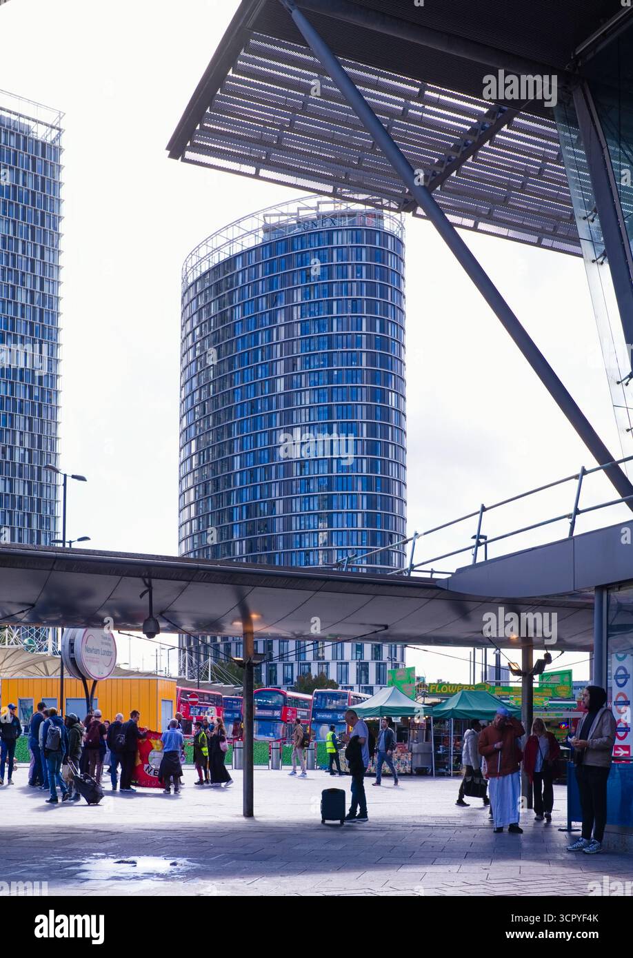 Stratford station with Unex house tower block Stock Photo - Alamy