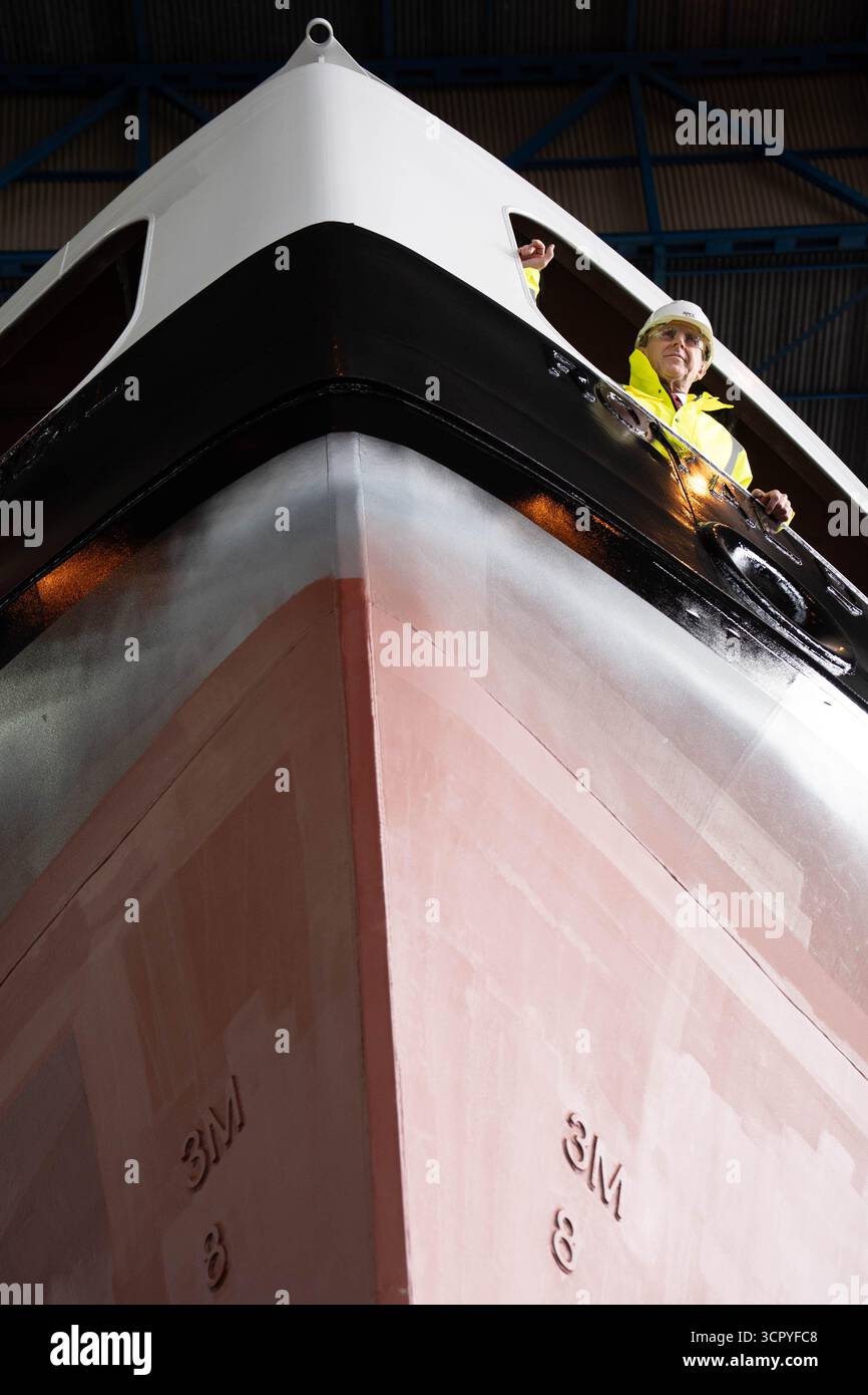 Defence Secretary John Healey onboard a new Mersey Ferry during a visit ...