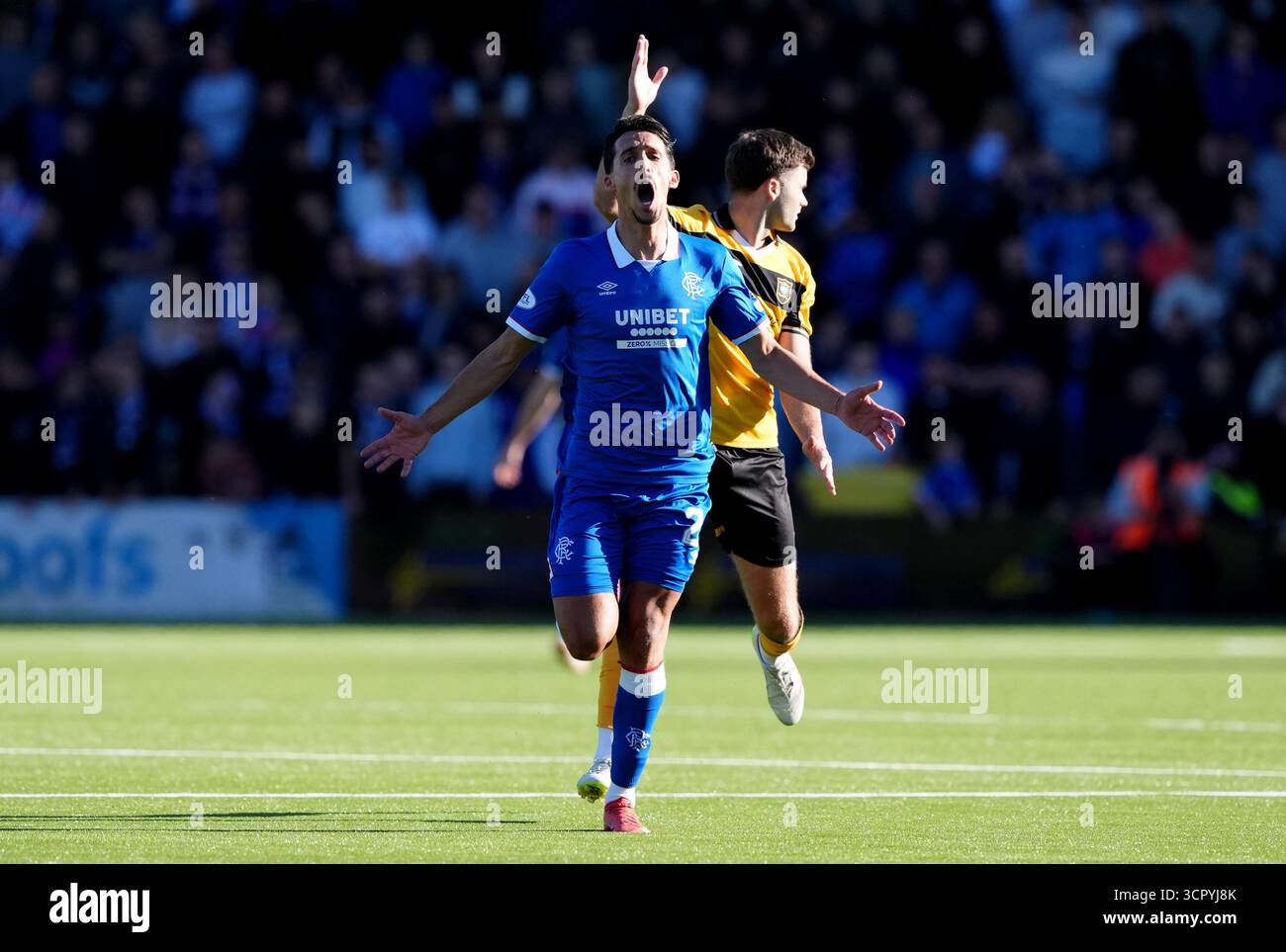 Rangers' Bojan Miovski reacts during the William Hill Premiership match ...