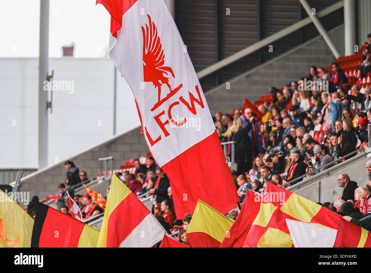 ST HELENS, ENGLAND - September 28: Liverpool flag pre game. Women’s ...
